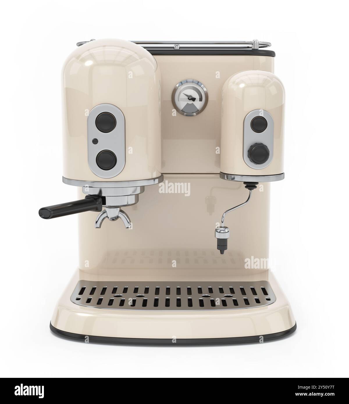 Retro style espresso machine isolated on white background. 3D ...