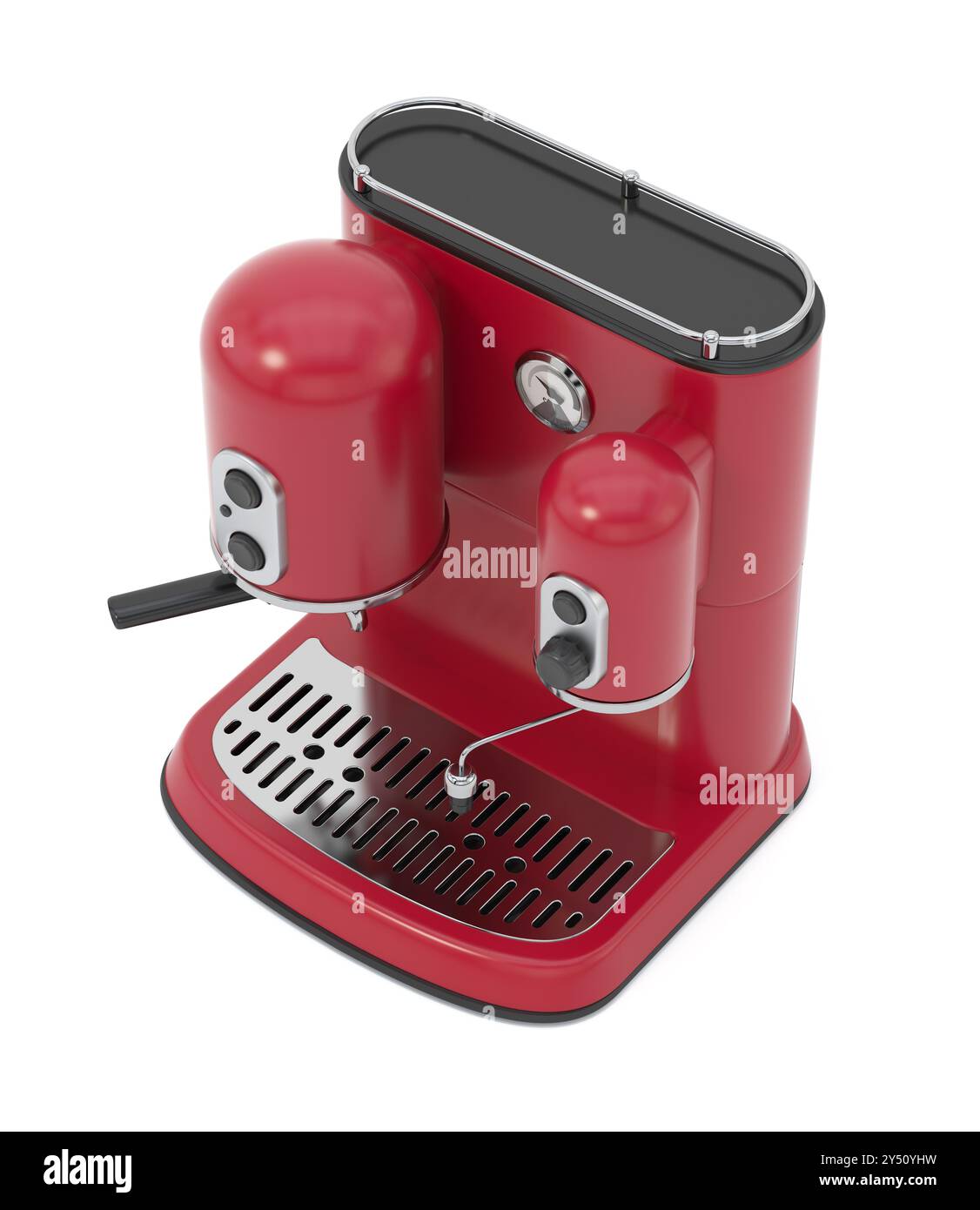 Retro style espresso machine isolated on white background. 3D ...