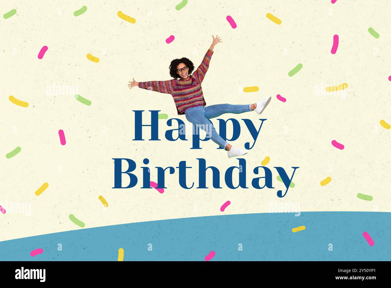 Composite artwork sketch image photo collage of happy birthday greeting ...