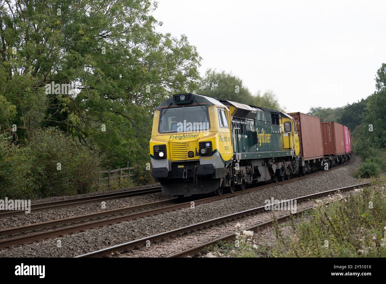 Class 70 diesel locomotive No. 70015 pulling a freightliner train ...