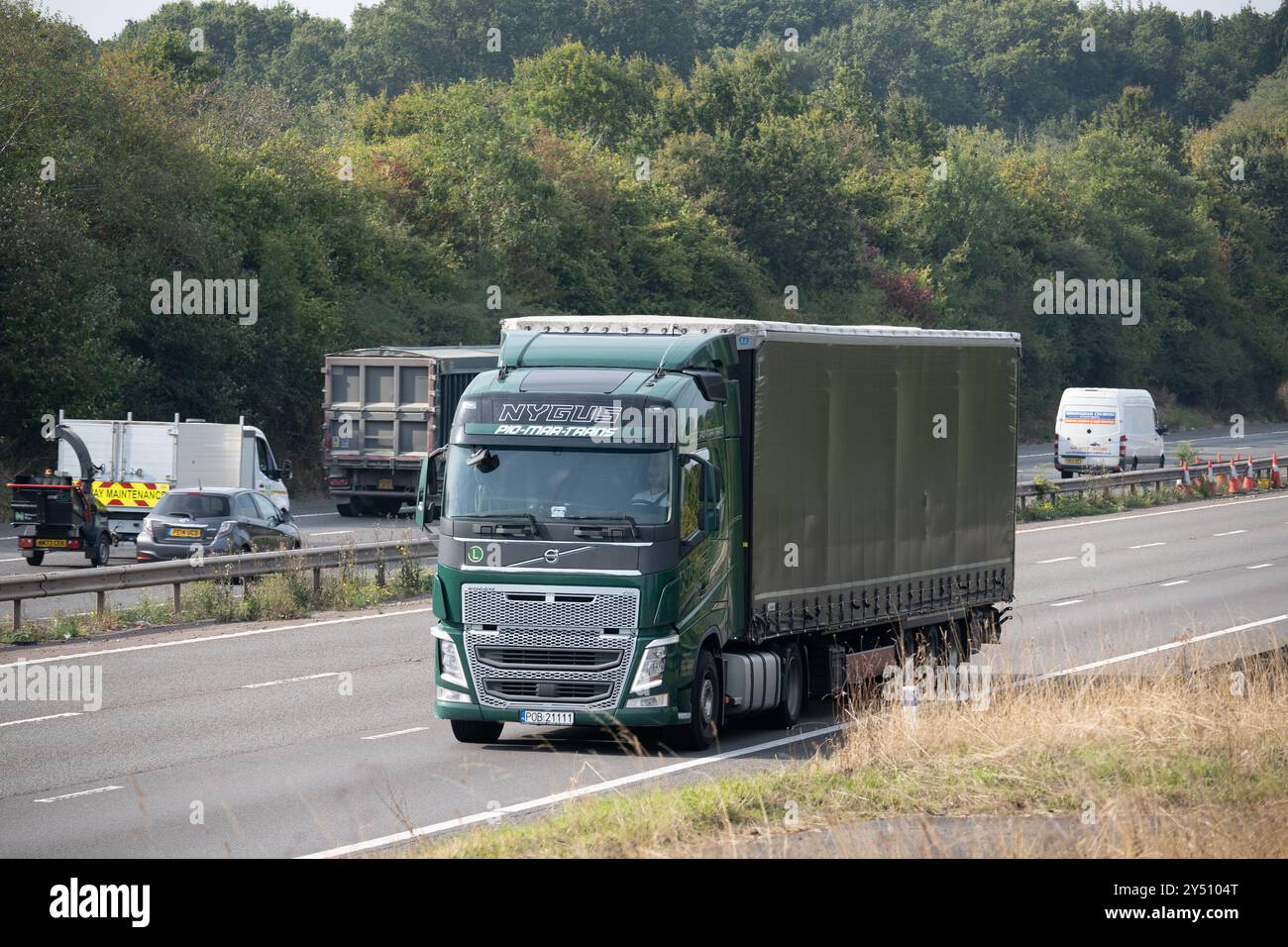 Nygus Pio-Mar-Trans lorry on the M40 motorway, Warwickshire, UK Stock ...