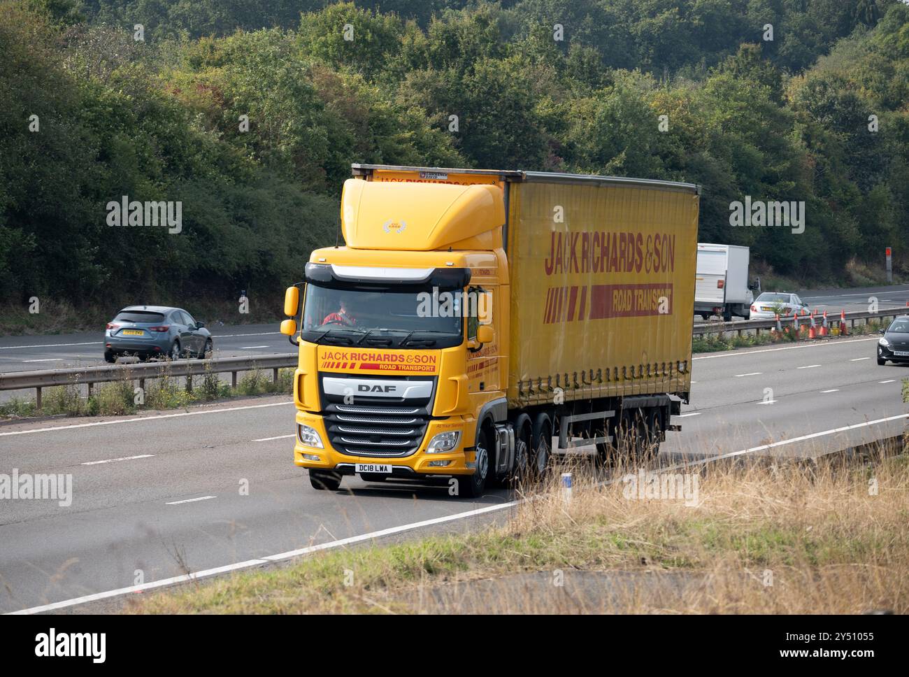 Jack Richards DAF lorry on the M40 motorway, Warwickshire, UK Stock ...