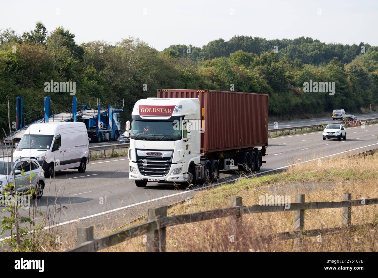 Goldstar Transport DAF lorry on the M40 motorway, ,Warwickshire, UK ...