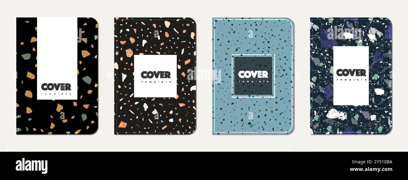 Notepad cover design. Terrazzo abstract background made of natural ...