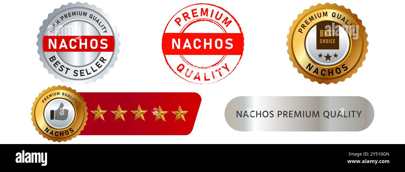 Premium quality nachos Mexican food snack sticker stamp badge emblem ...