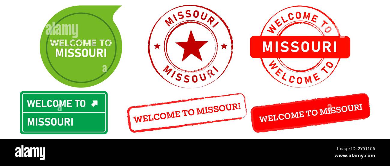 Welcome to Missouri USA state location stamp badge greeting sign ...