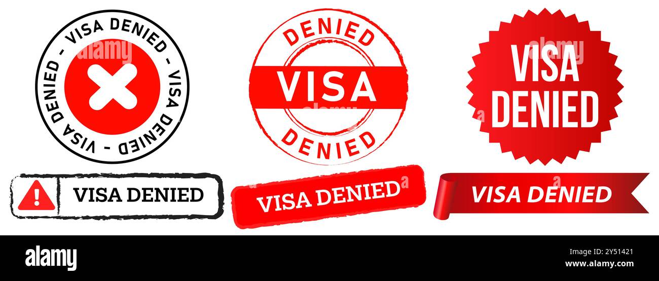 Visa denied rejected rejection deny prohibited passport stamp badges ...