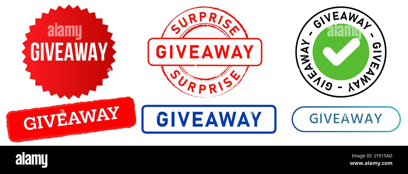 Giveaway stamps colorful badges emblem textured mark sign symbol gift ...