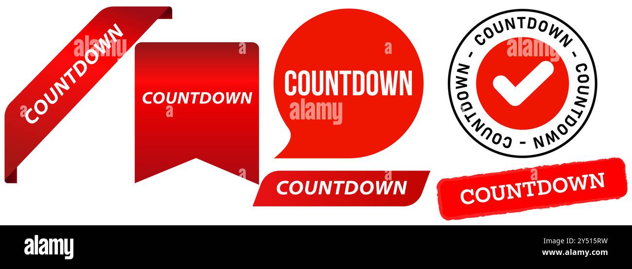 Countdown stamp red badge time count limit deadline timer announcement ...