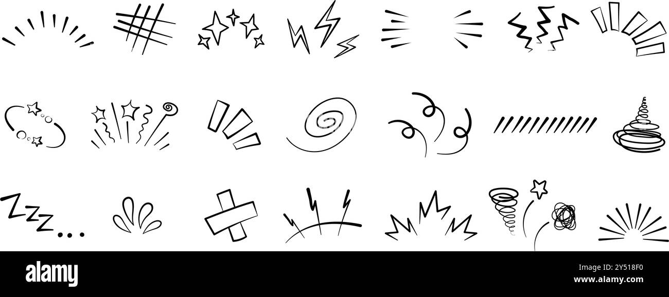 Manga or anime comic emoticon element graphic effects hand drawn doodle ...