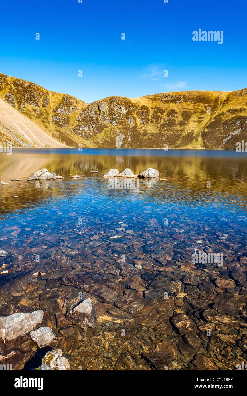 The stunning body of water called Loch Brandy, a mountain loch in Glen ...