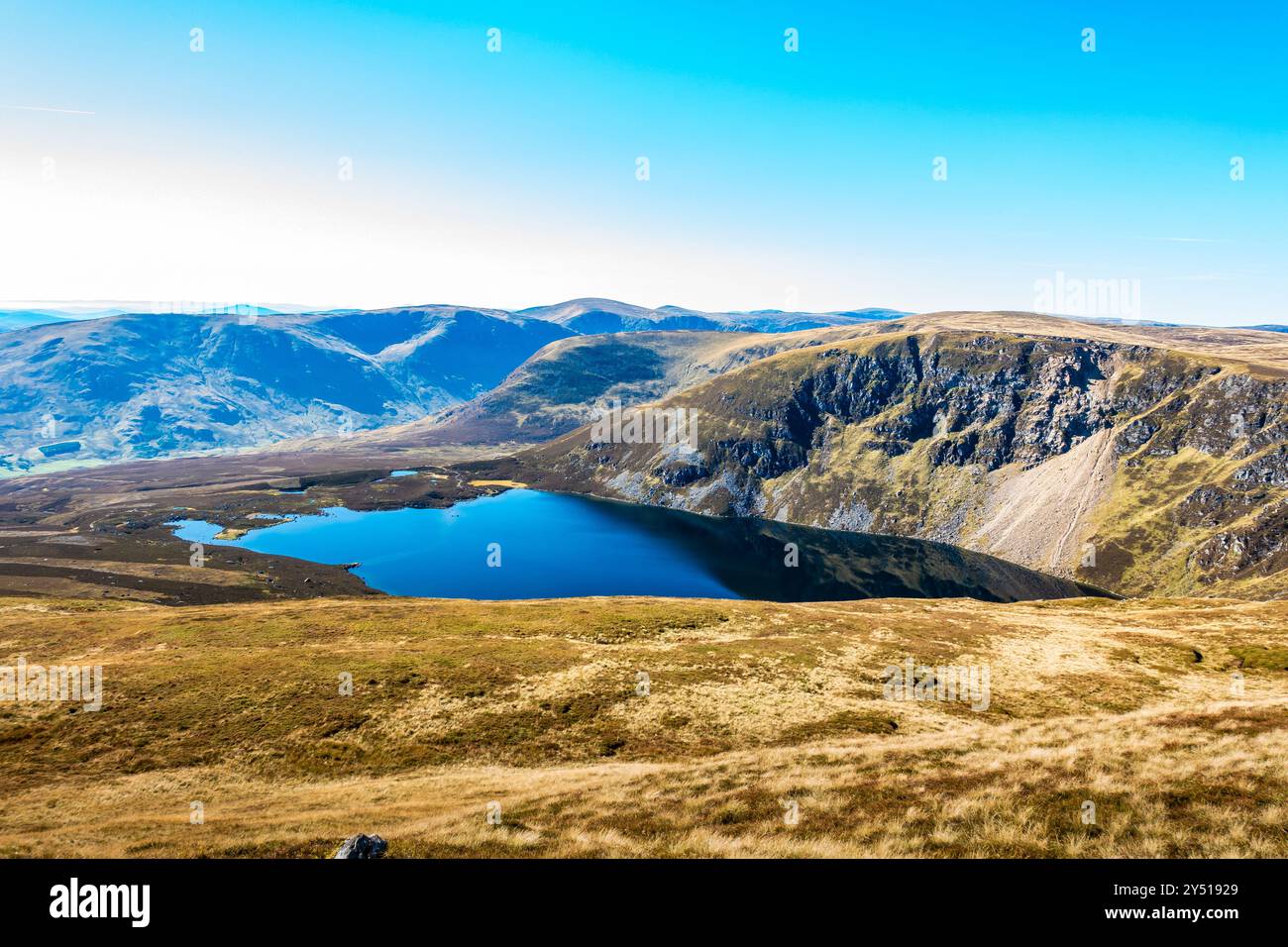 The stunning body of water called Loch Brandy, a mountain loch in Glen ...