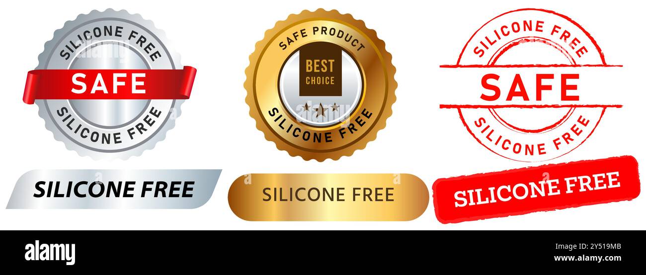 Silicone free product care health safety guarantee stamp colorful ...