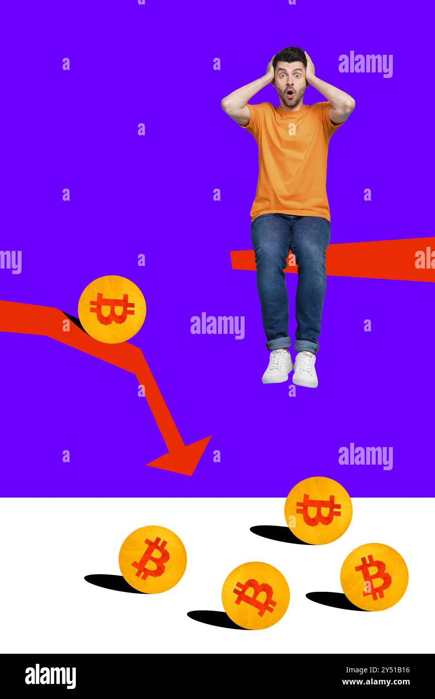 Vertical composite artwork collage image picture of impressed guy ...