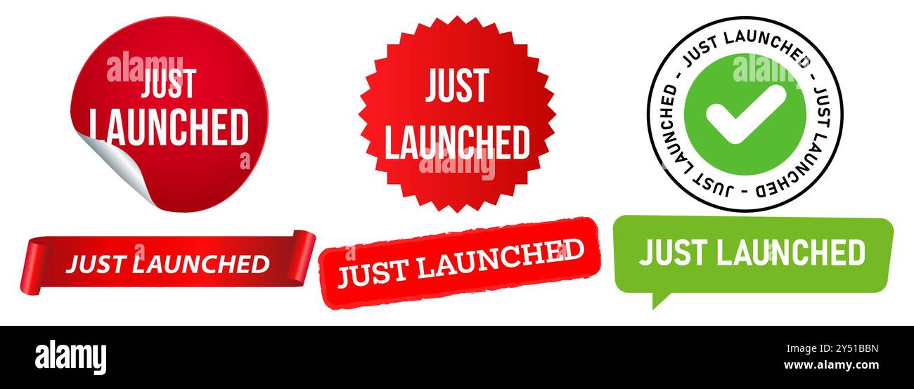 Just launched new product promotion marketing concept idea stamp red ...