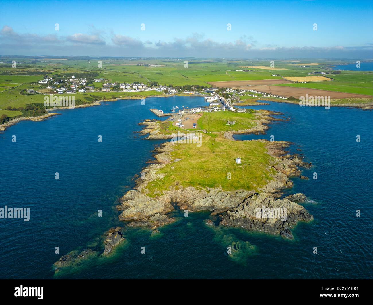 Aerial view from drone of Isle of Whithorn inside proposed new Galloway ...