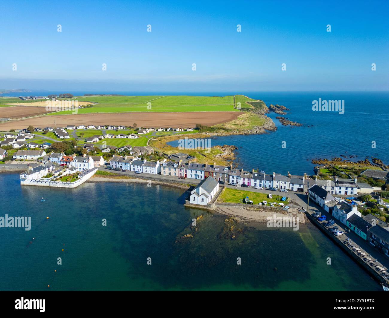 Aerial view from drone of Isle of Whithorn inside proposed new Galloway ...
