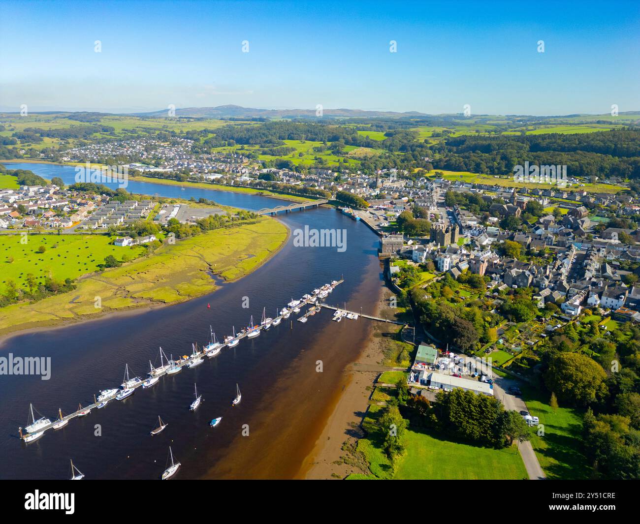 Aerial view from drone of Kirkcudbright on River Dee inside proposed ...