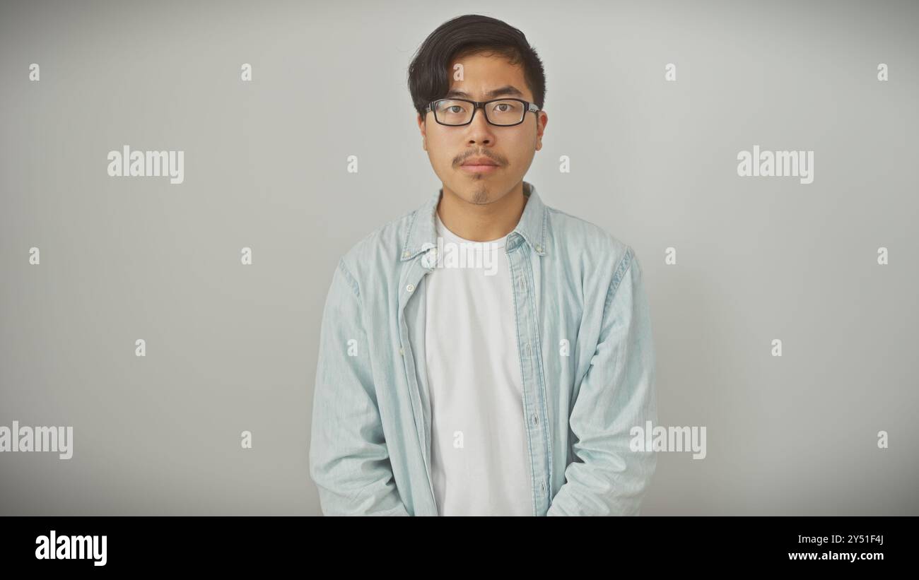 Handsome young asian man in casual attire posing confidently against a ...