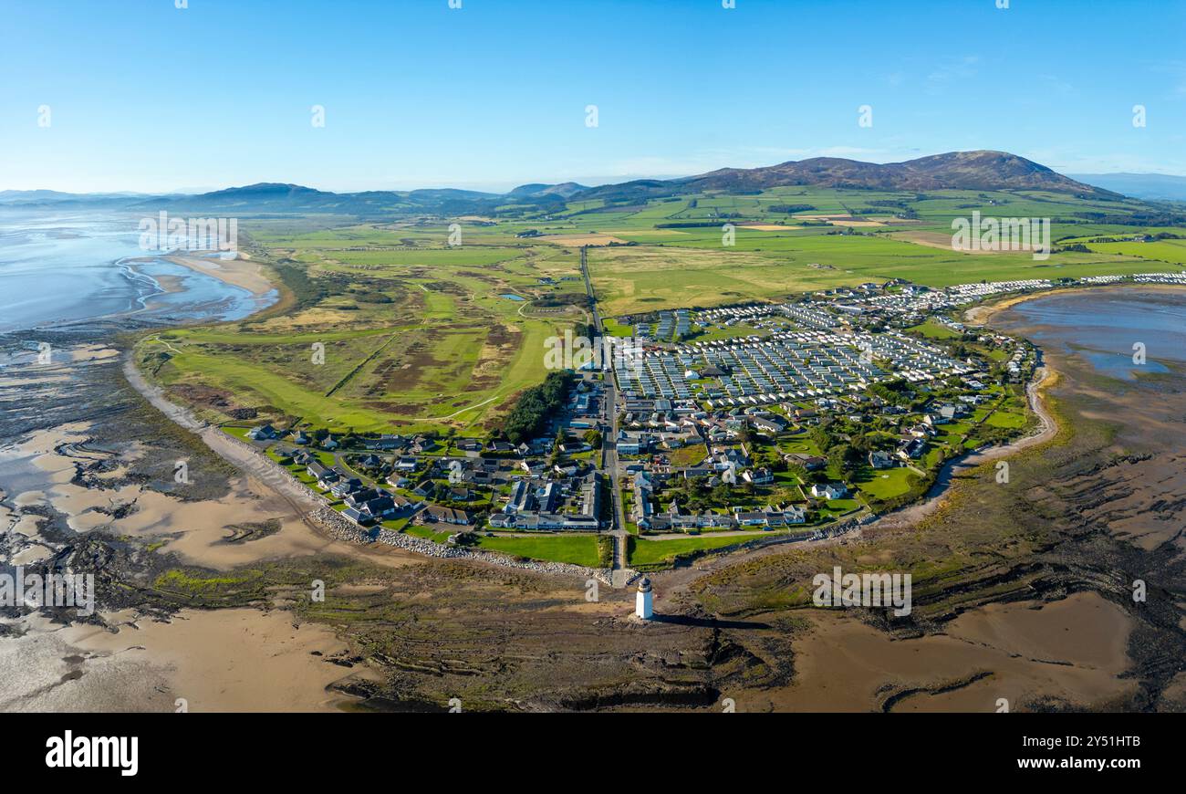 Aerial view from drone of Southerness village on Solway coast inside ...
