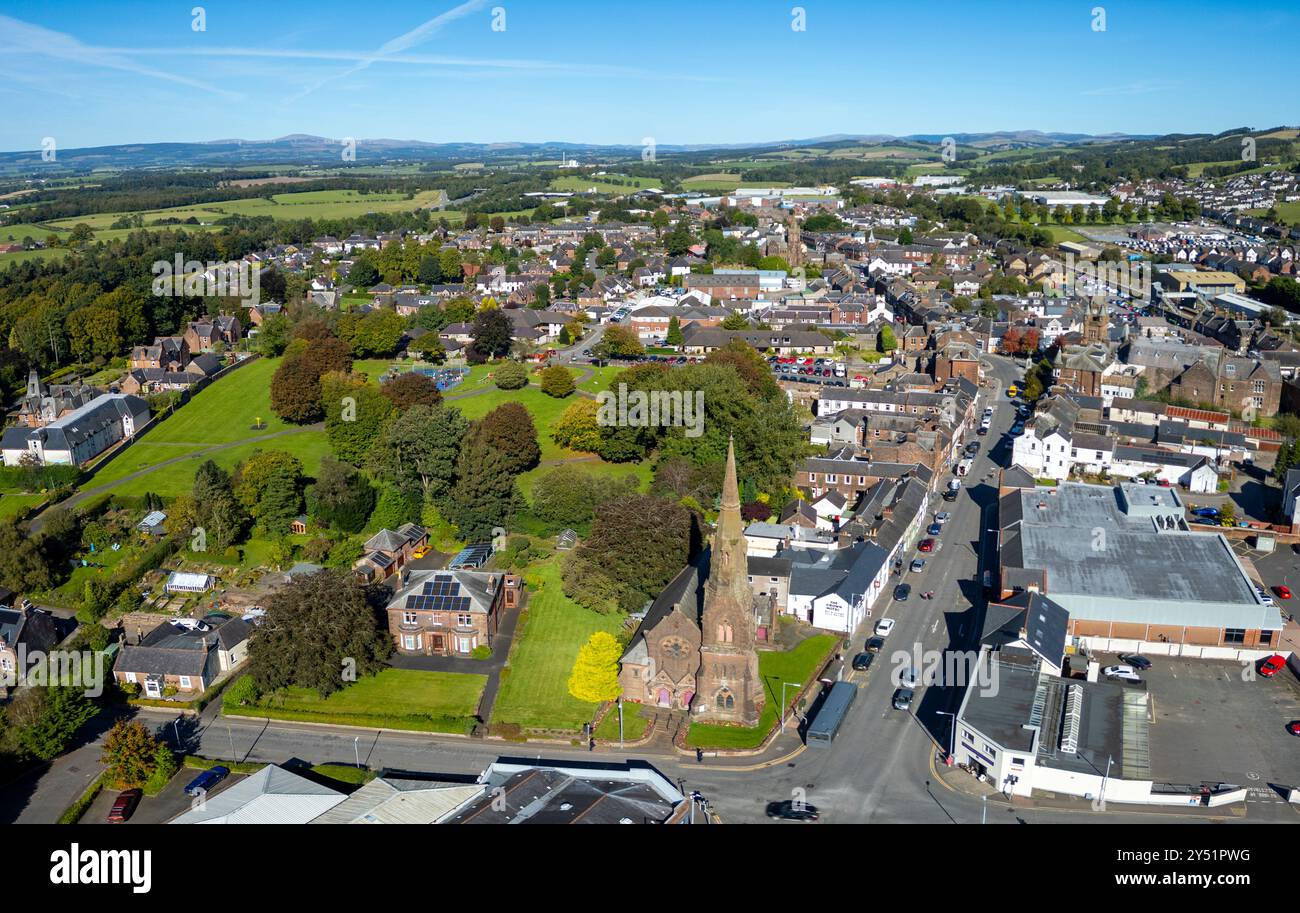 Aerial view from drone of Lockerbie in Dumfries and Galloway, Scotland ...