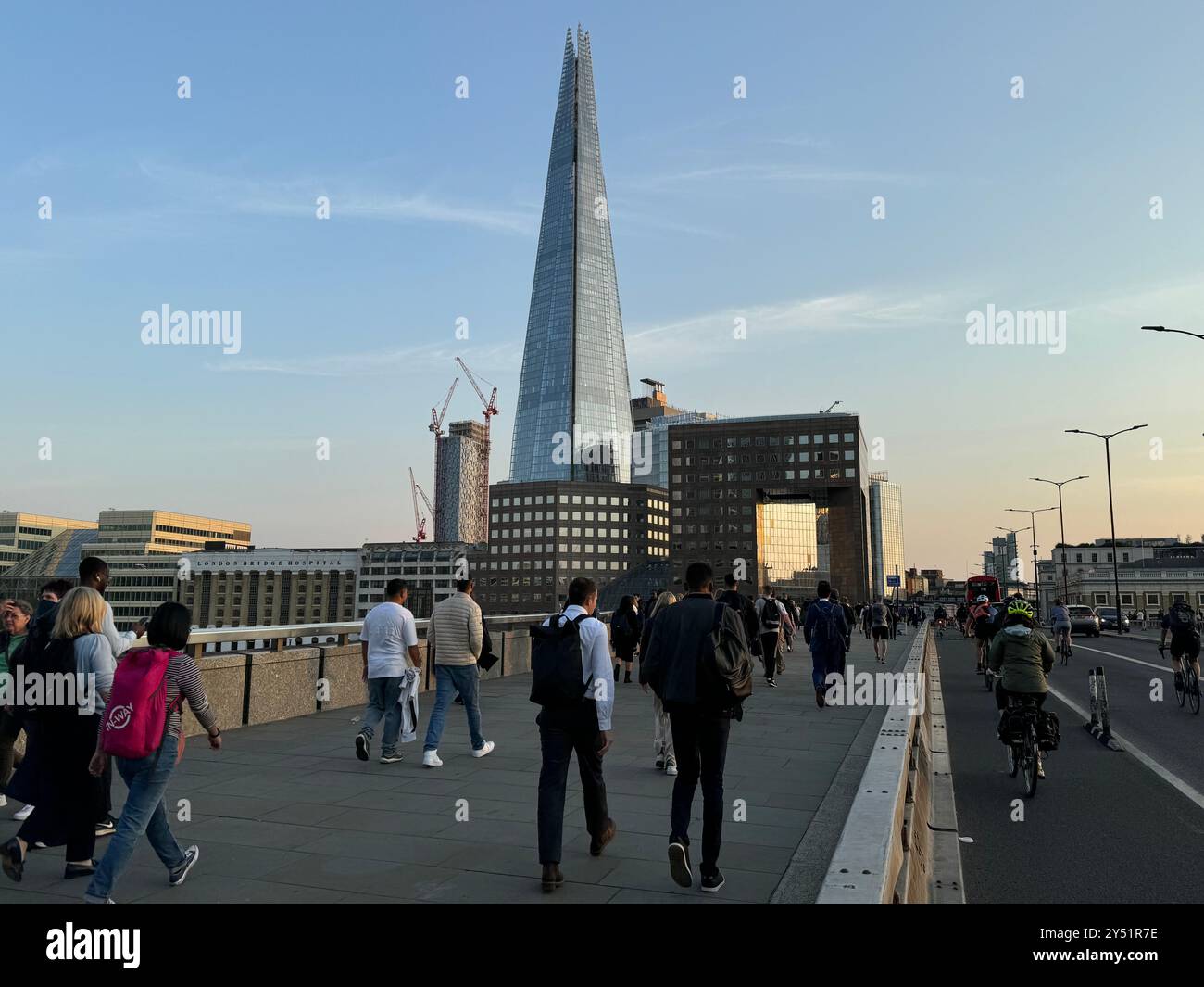 People walking over London Bridge on a warm mid September day Stock ...