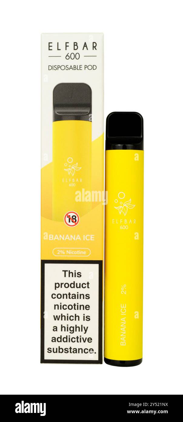 Elfbar 600 banana ice flavour disposable electronic vaping pod Stock ...