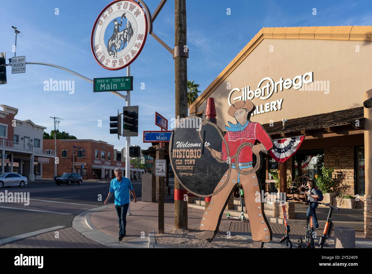 Historic Old Town Scottsdale cowboy sign Stock Photo - Alamy
