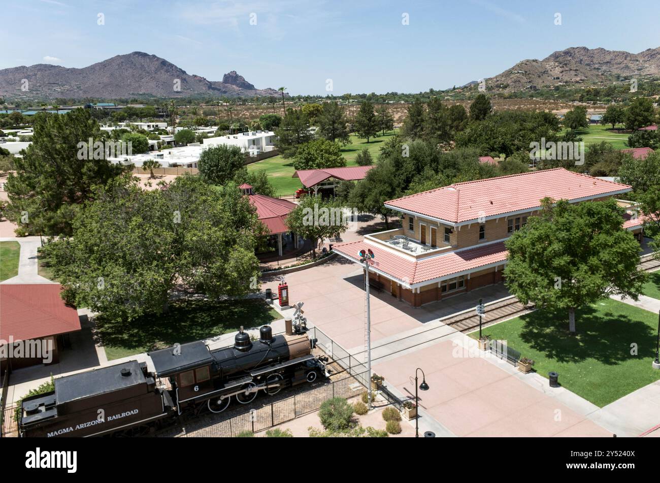 Aerial of McCormick Stillman Railroad Park in Scottsdale, AZ Stock ...