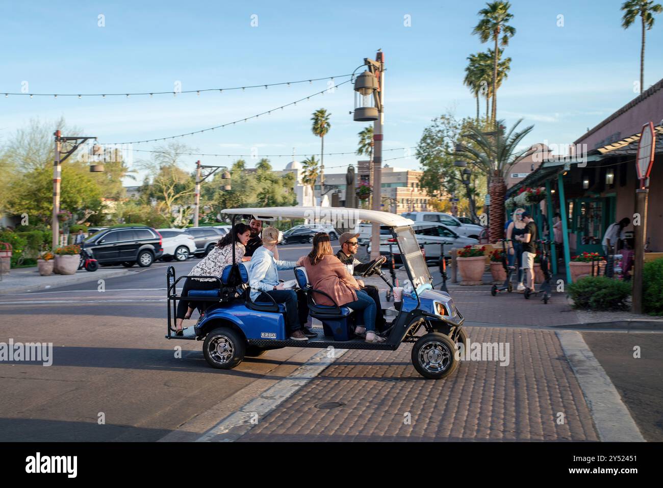 A golf cart drive through Old Town Scottsdale Stock Photo - Alamy