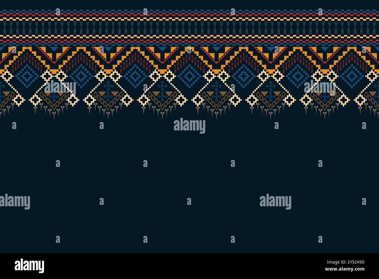 Traditional navy blue geometric ethnic pattern design in vector ...