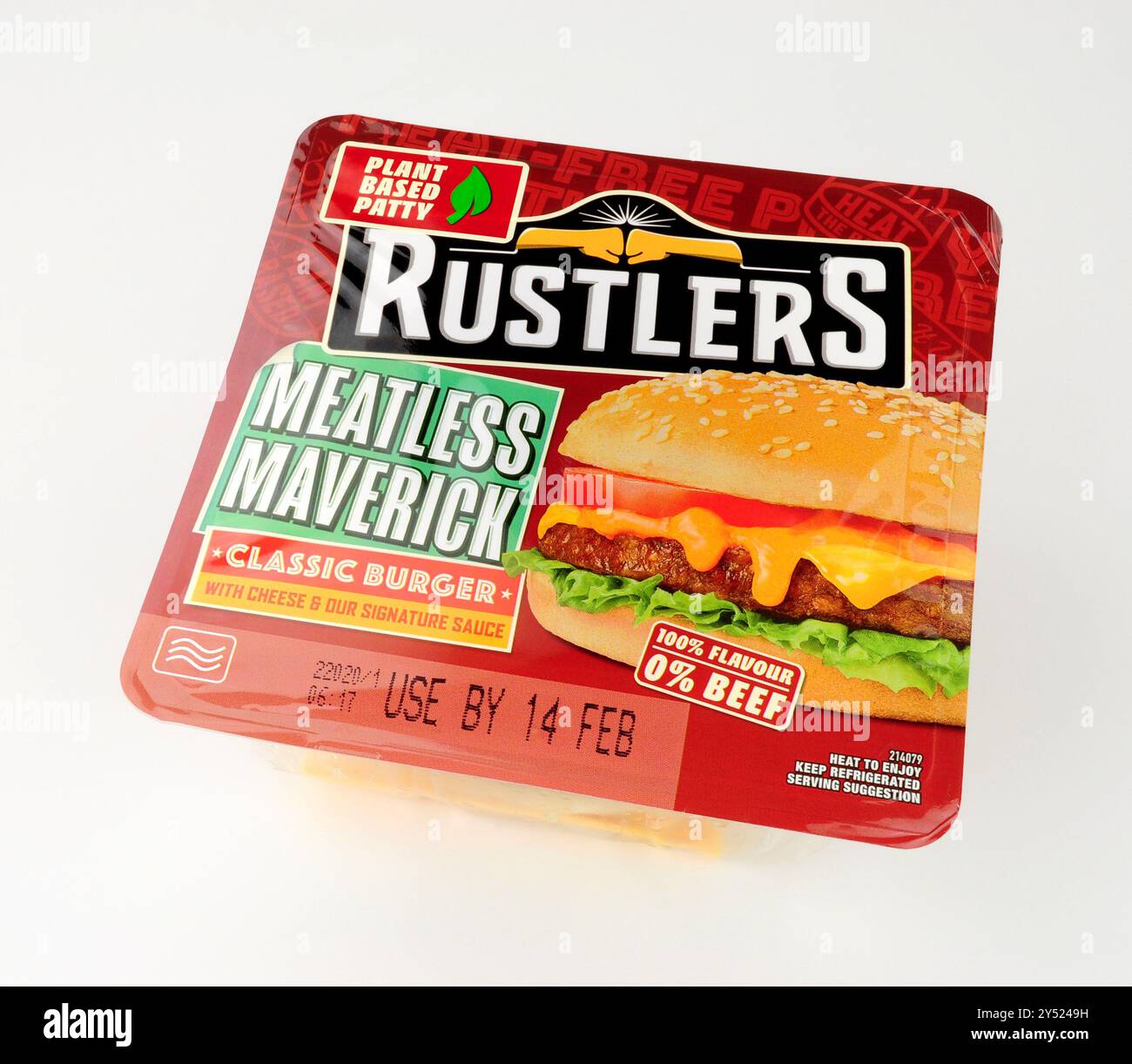 Rustlers meat free maverick burger formed from pea protein microwave ...