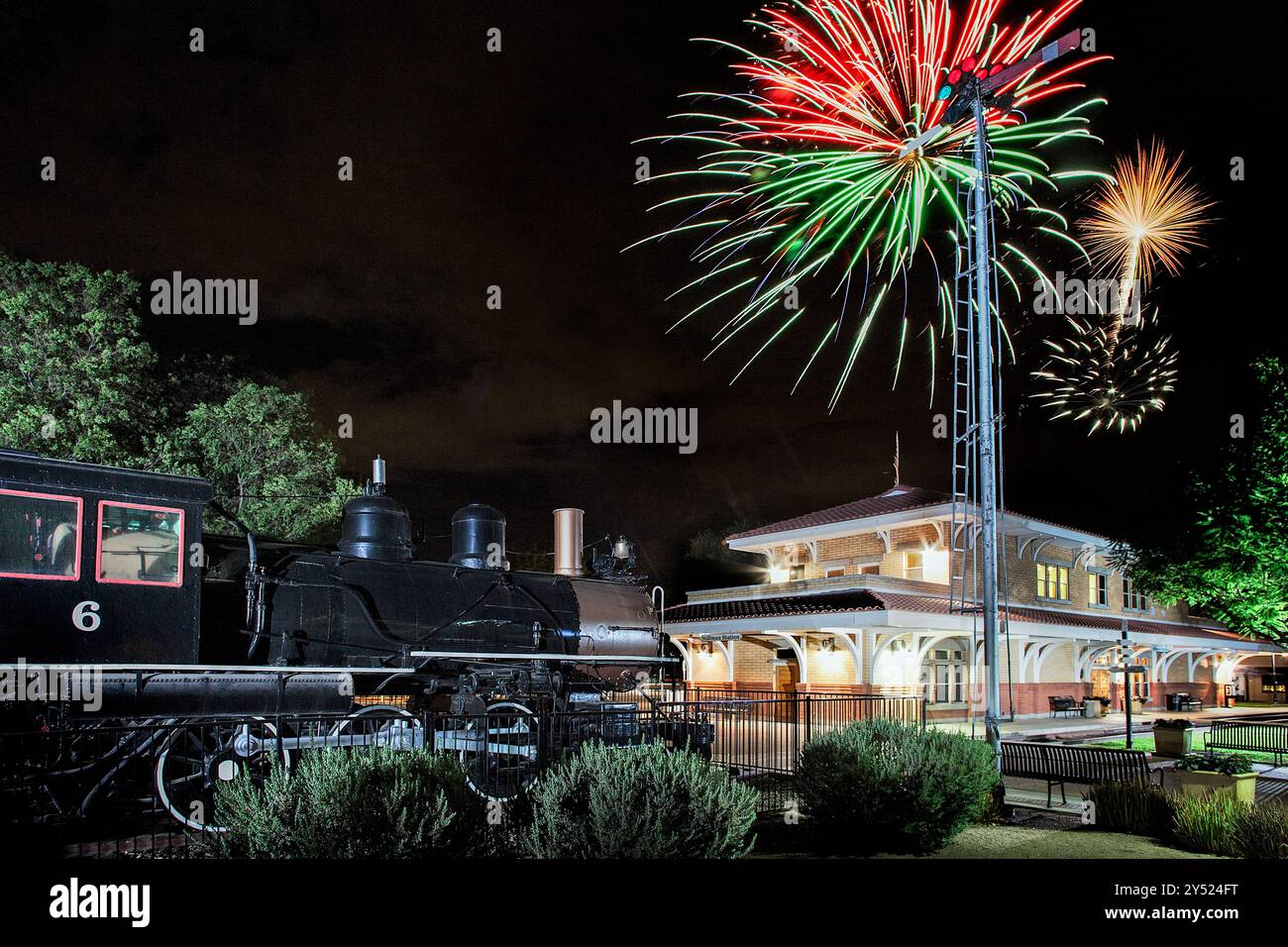 Fireworks over steam engine in Scottsdale, AZ Stock Photo - Alamy