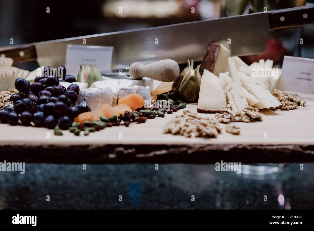 Cheeses on display buffet hi-res stock photography and images - Alamy