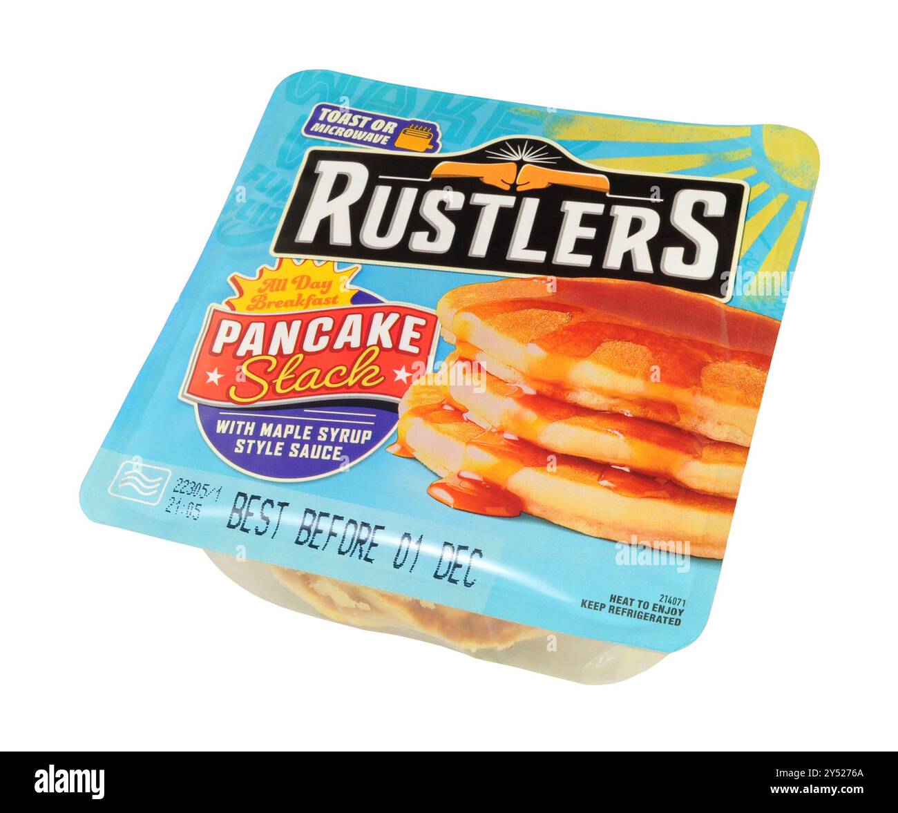 Rustlers microwave pancake stack with maple syrup style sauce in a 129g ...