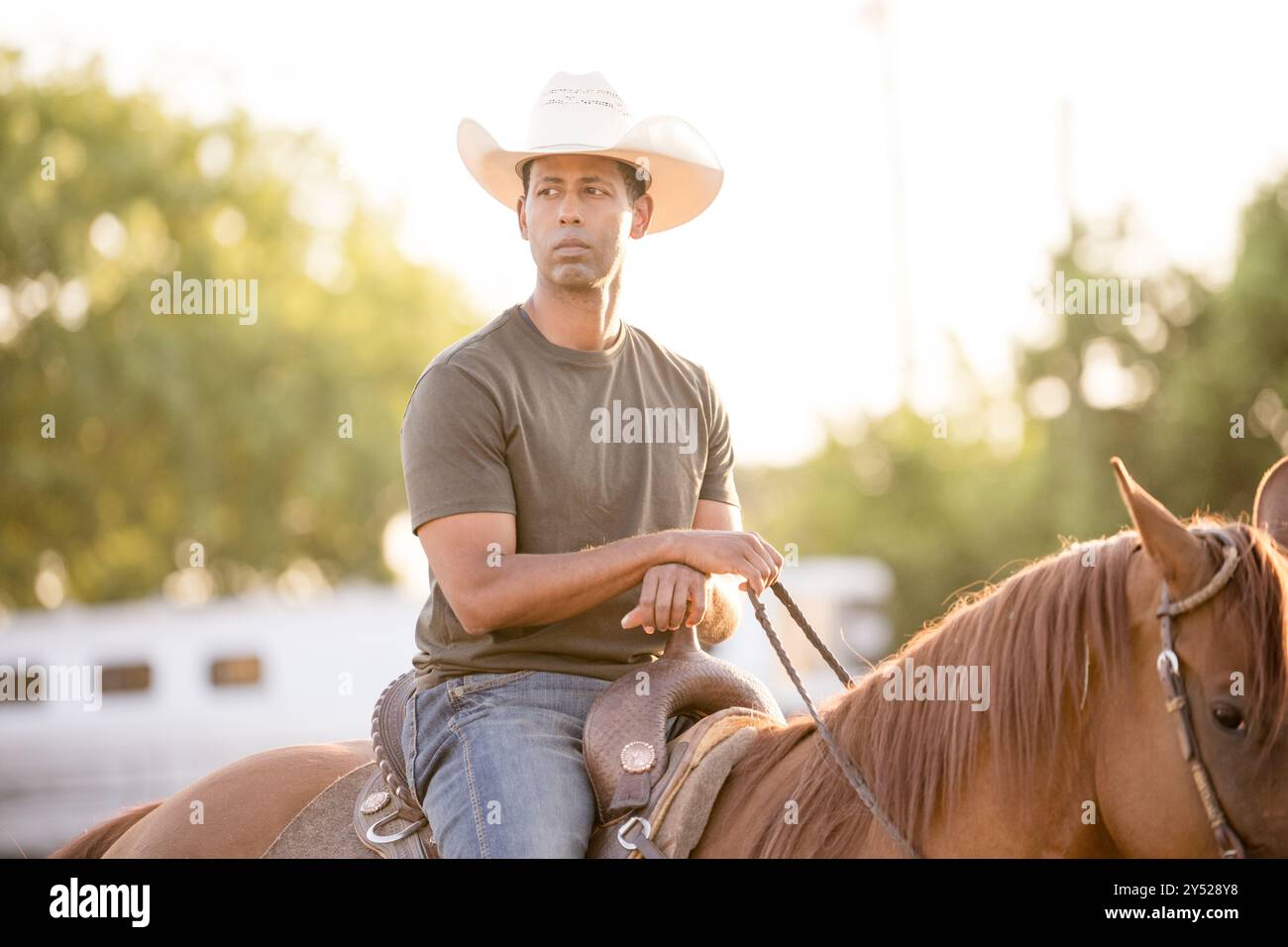 African American Man on horse Stock Photo - Alamy