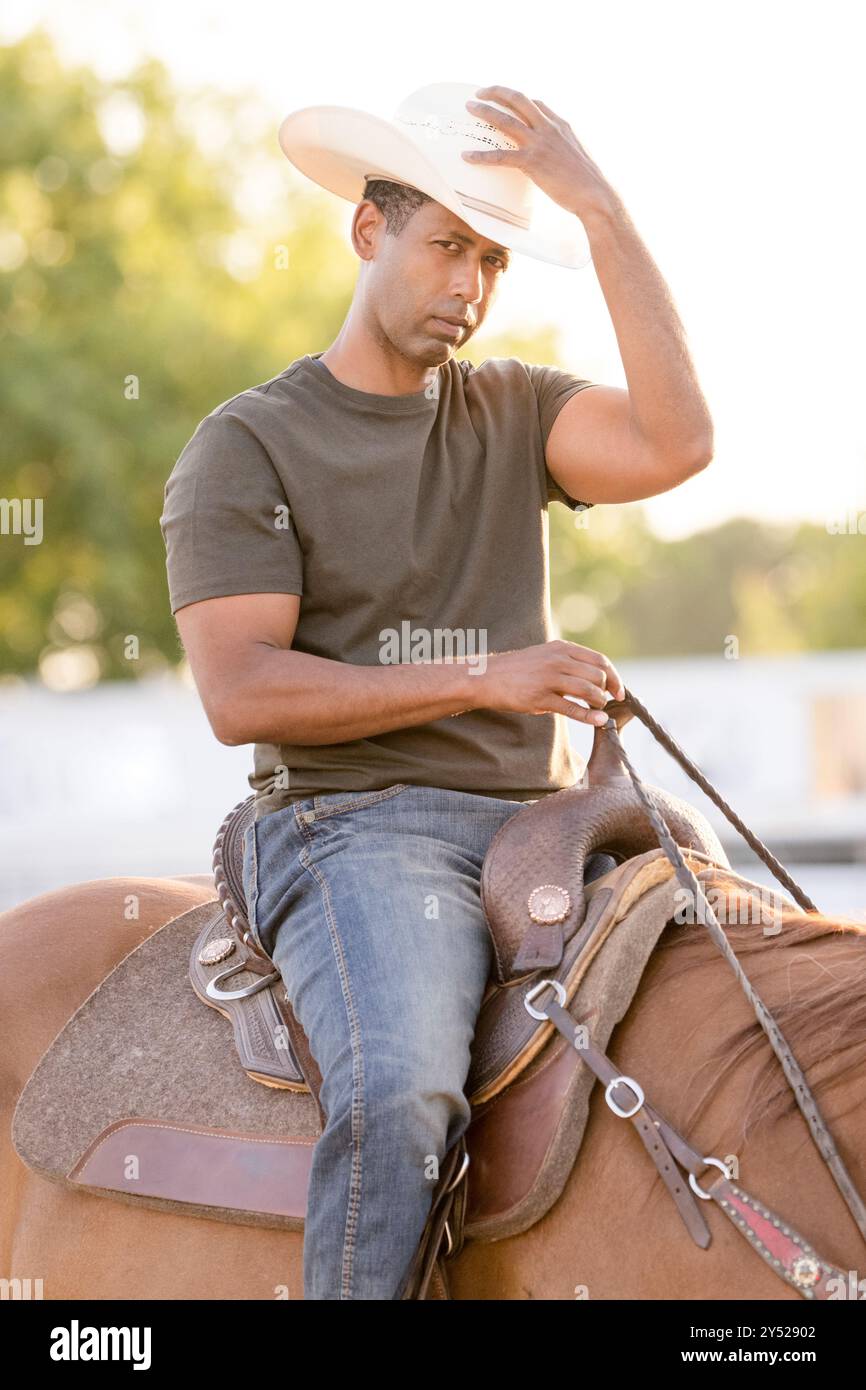 African american cowboy holding hi-res stock photography and images - Alamy