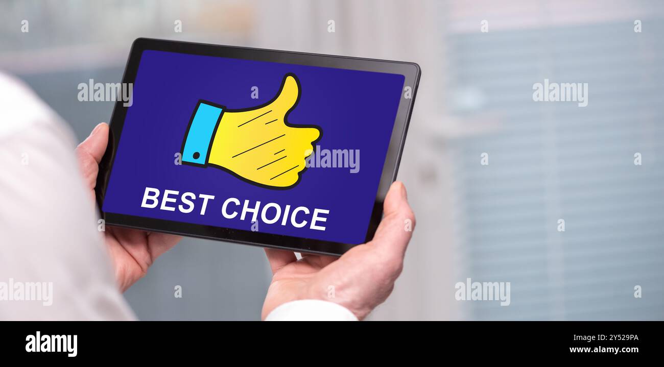 Tablet screen displaying a best choice concept Stock Photo - Alamy