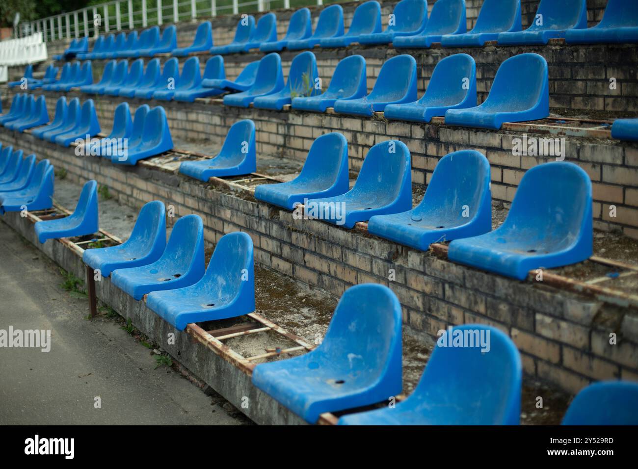 Sports stand. Empty seats in the stadium. Chairs in the stadium. Sports ...