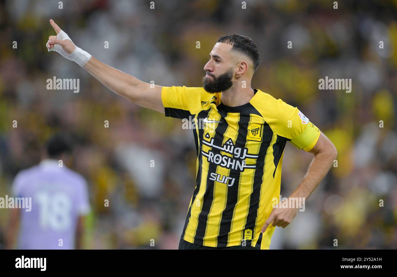 JEDDAH, SAUDI ARABIA - AUGUST 29: Karim Benzema celebrates his goal in ...