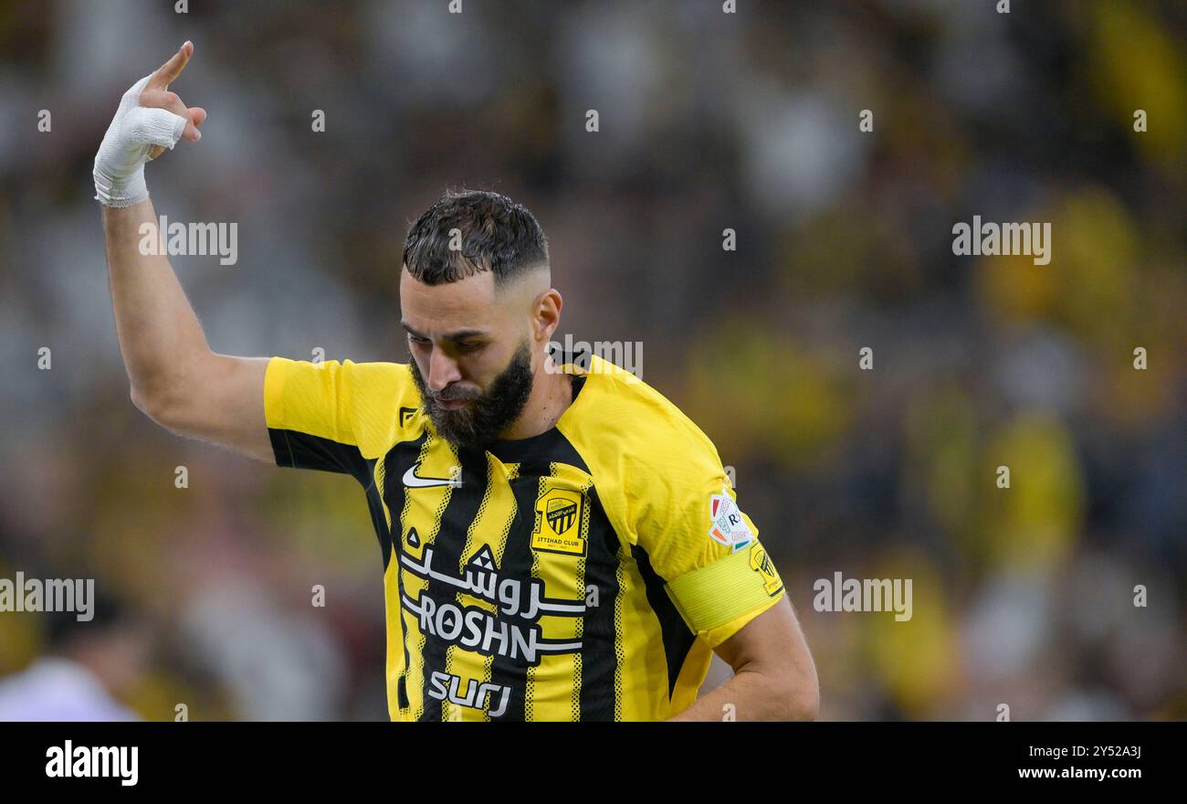 JEDDAH, SAUDI ARABIA - AUGUST 29: Karim Benzema celebrates his goal in ...