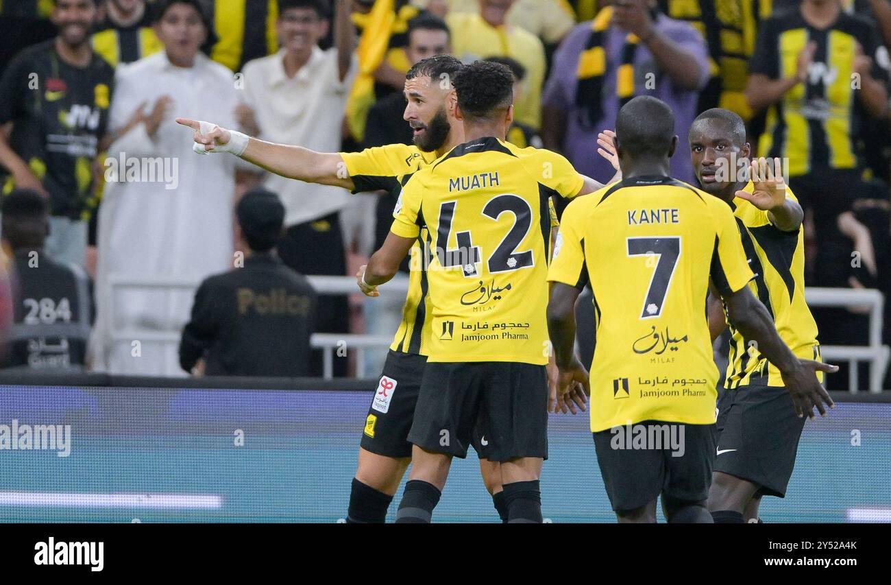 JEDDAH, SAUDI ARABIA - AUGUST 29: Karim Benzema celebrates his goal in ...