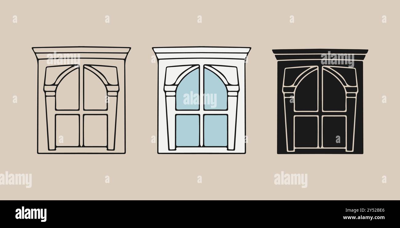 Set windows with decorative stone frames, showcasing classic ...
