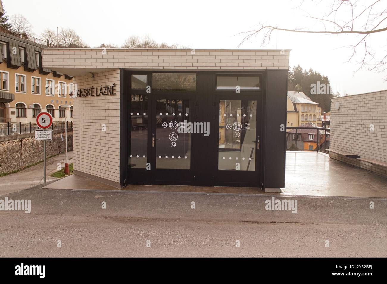 Modern public toilet building with accessible entrance Stock Photo - Alamy