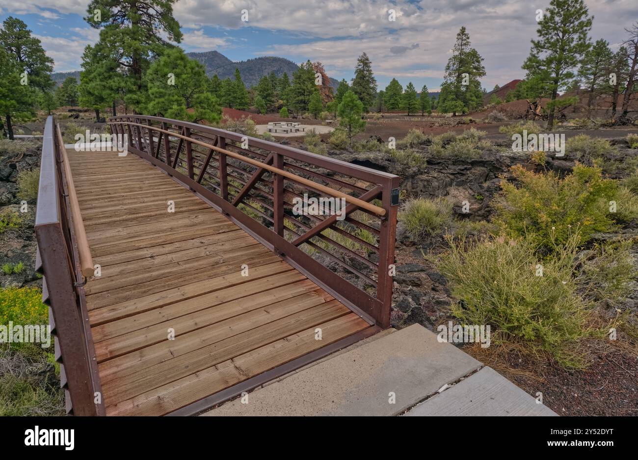 Lava Flow Trail Bridge at Sunset Crater AZ Stock Photo - Alamy