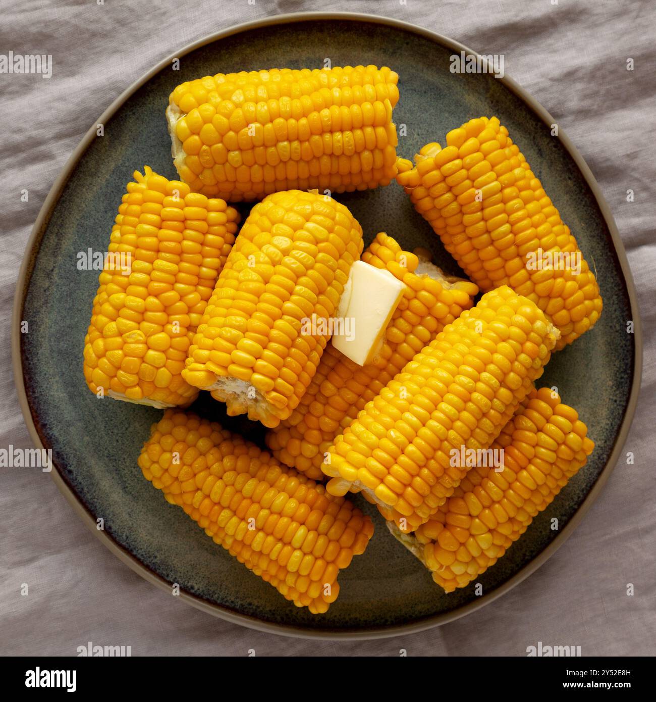 Homemade Organic Steamed Yellow Sweet Corn on the Cob with Butter, top ...