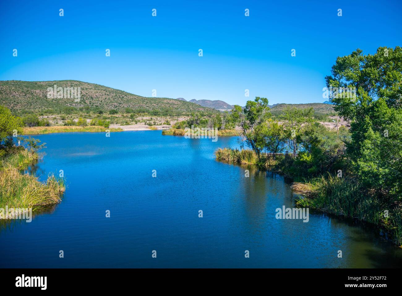 An overlooking landscape view of Patagonia State Park, Arizona Stock ...