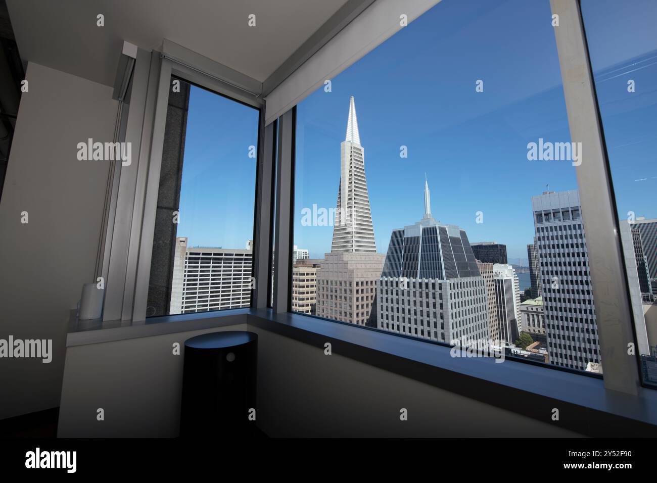 Transamerica pyramid and surrounding buildings from an office in Stock ...