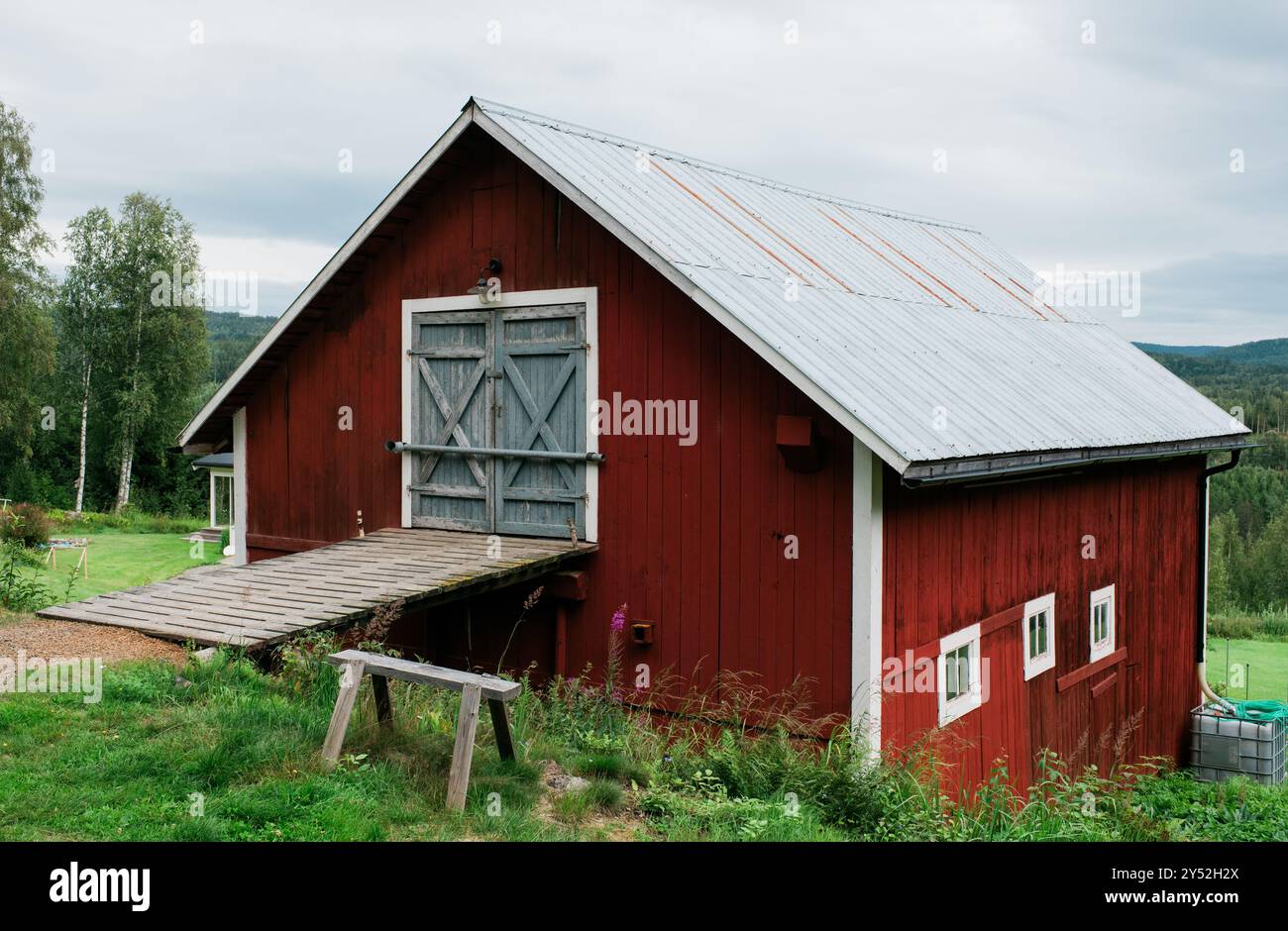 Traditional Swedish barn in the high coast of Sweden Stock Photo - Alamy