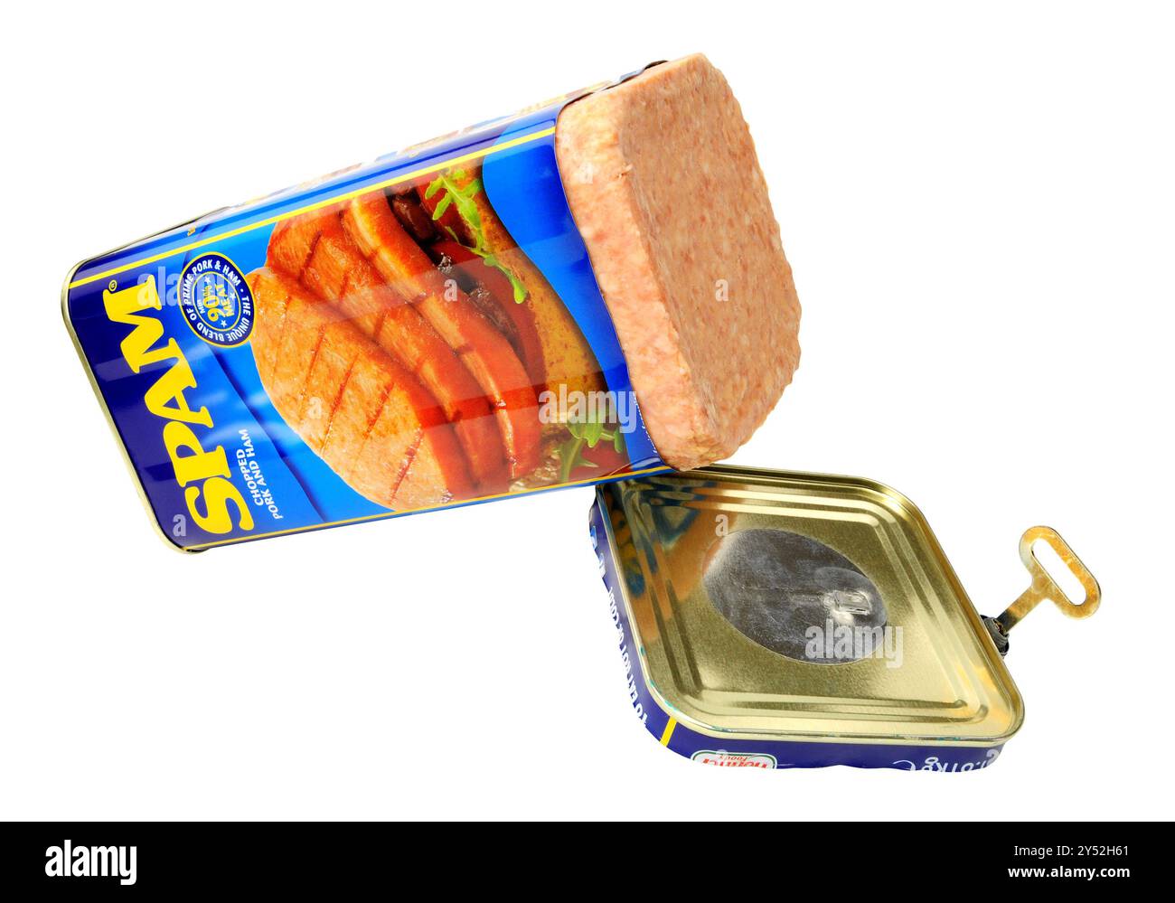 Opened Spam chopped pork and ham catering pack in a 1.81kg tin Stock ...